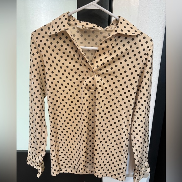 Andrew St. John | Tops | Vintage Andrew St John Beige With Black Polka ...